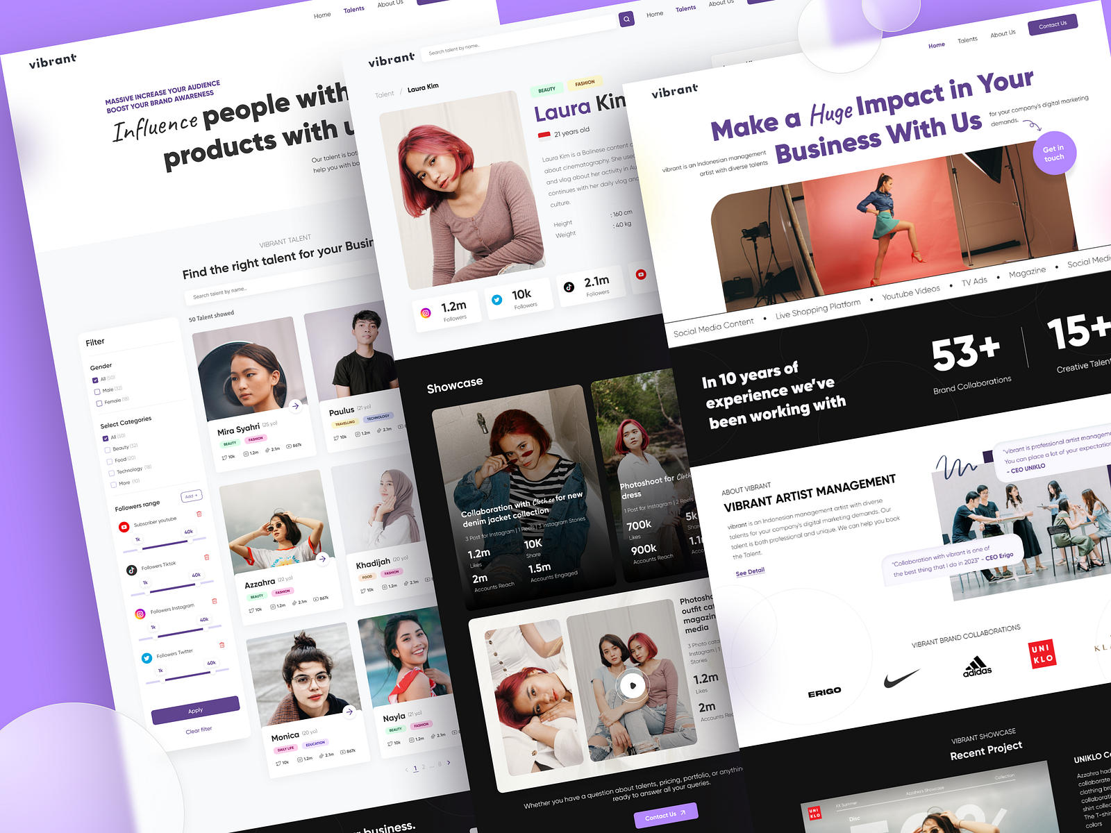 Vibrant : Management Artist Website by Mahdiya Aqila for Visual Kreasi ...