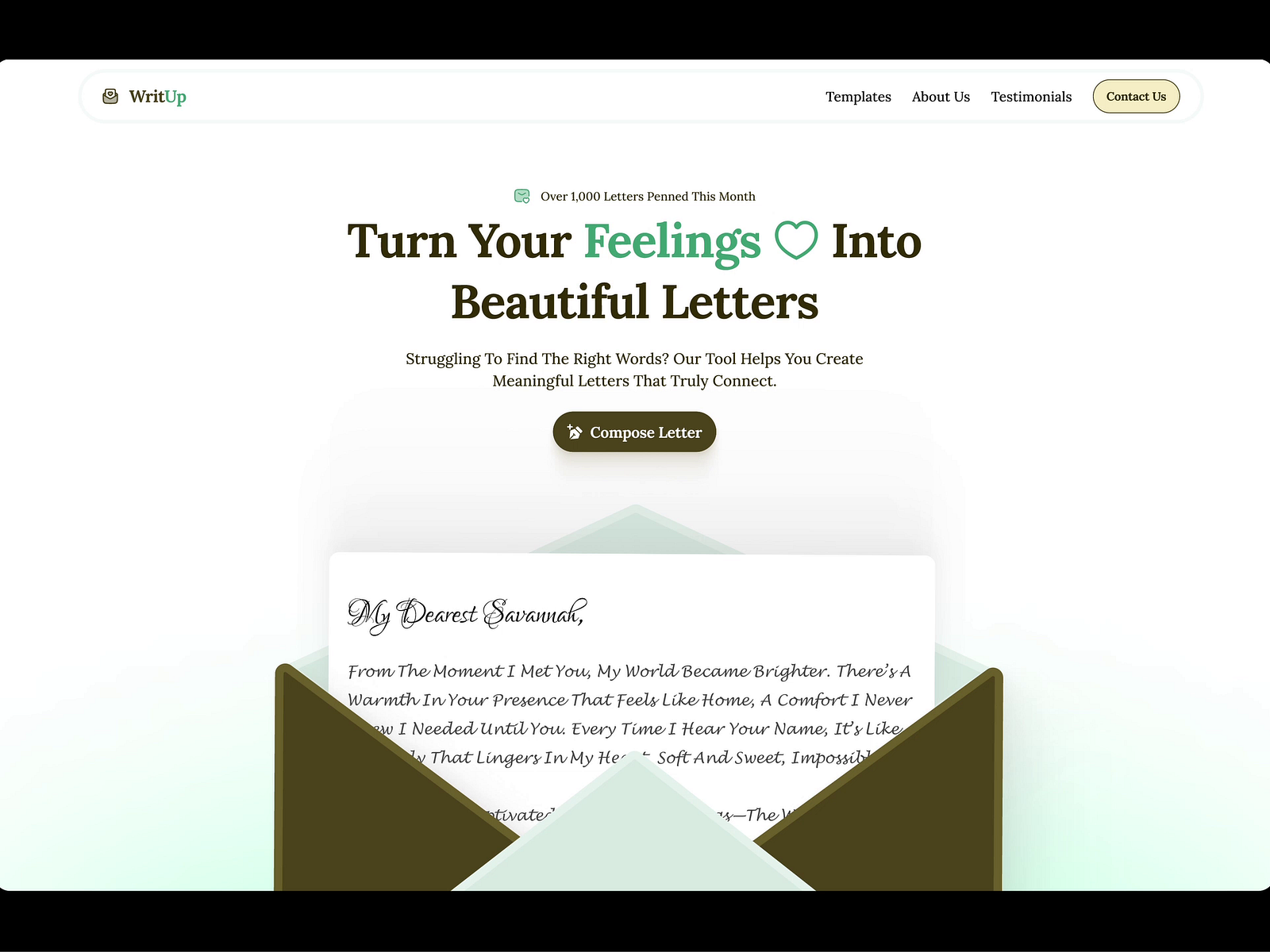 Letter Writing Assistant Animated Hero Section by Eyebiokin Joseph on ...