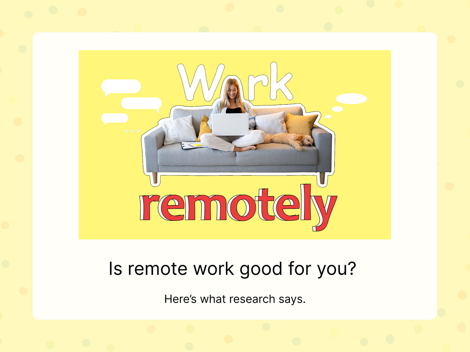 Article cover. Topic "Remote work" by Anastasia Haidukova on Dribbble