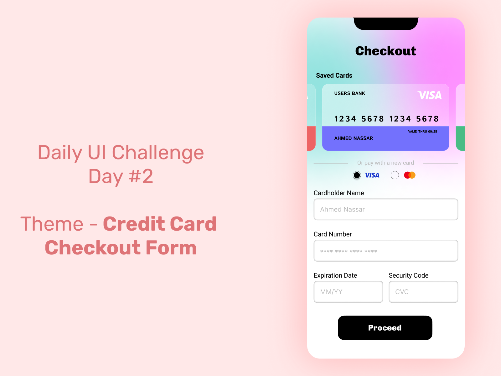 Daily UI Challenge #2 - Credit Card Checkout Form by Ahmed Nassar on Dribbble
