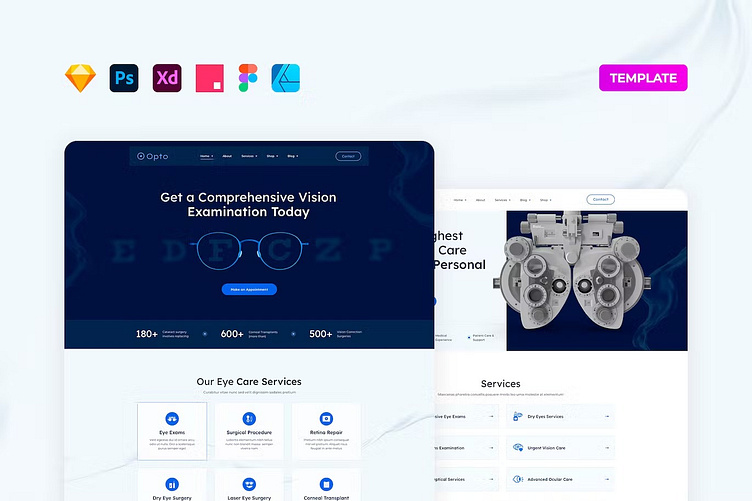 Ophthalmological Clinic Website Template by merkulove on Dribbble