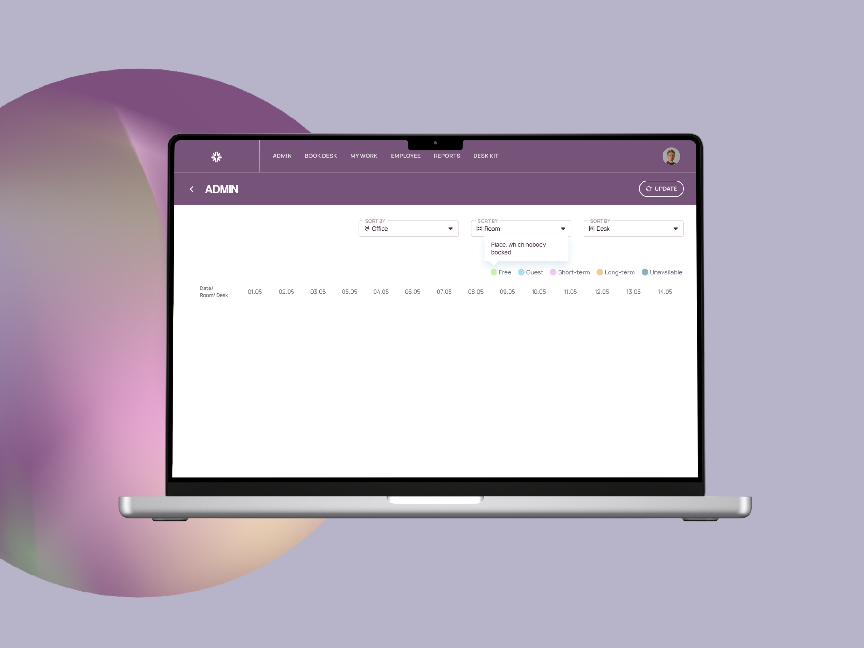Desktop booking workplaces app by Daria Kirillova on Dribbble