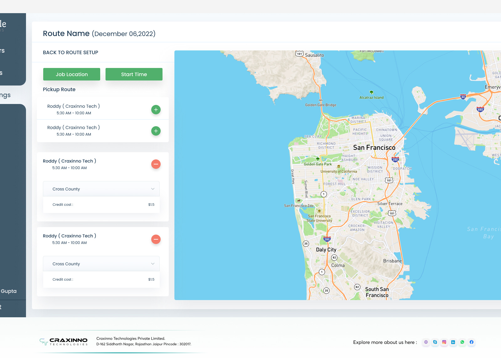 Route Planning Page Design by Craxinno Technologies Private Limited. on ...