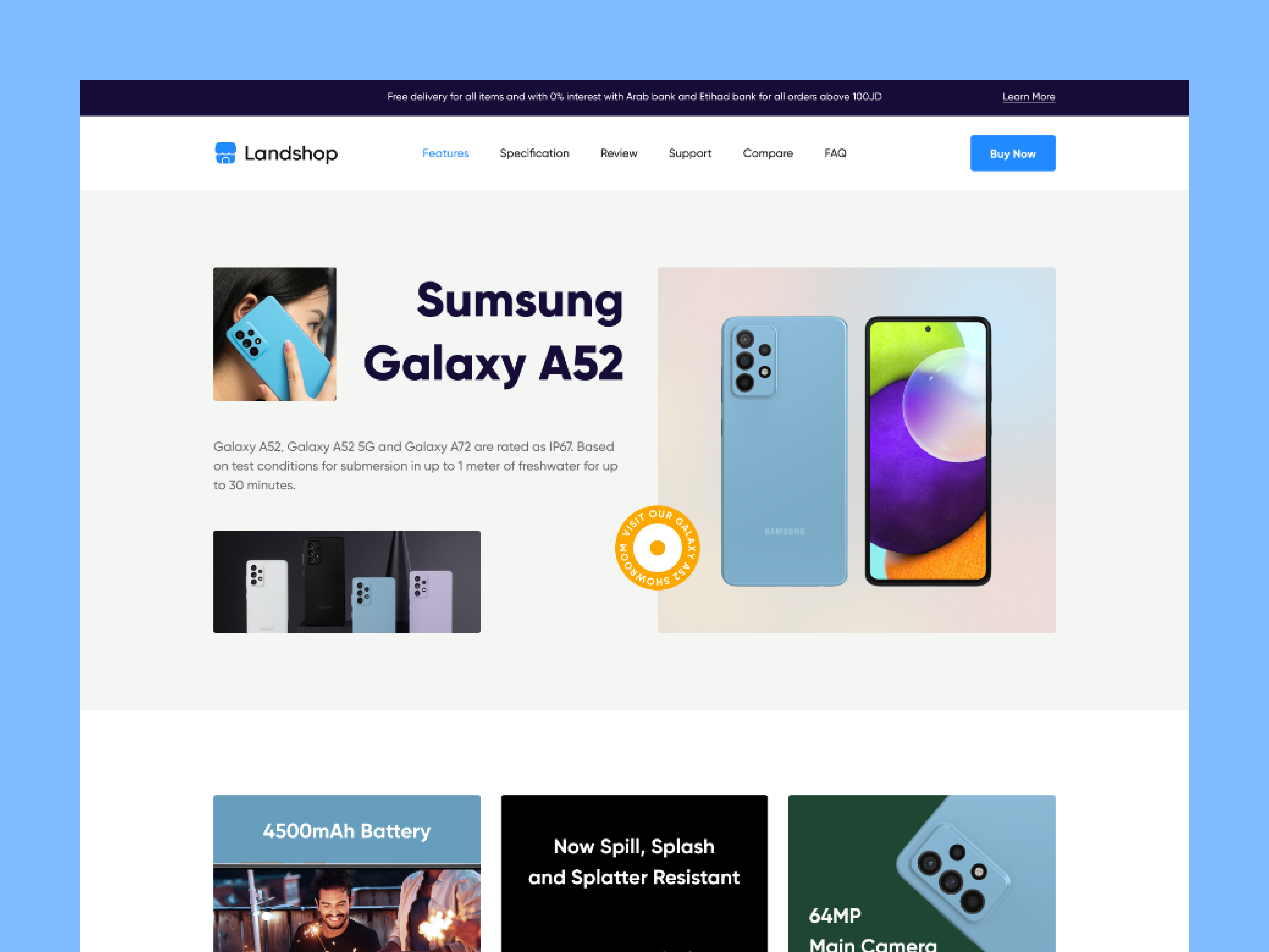 Landshop - Mobile Phone Product Website Landing Page by Mahmudul Hasan ...