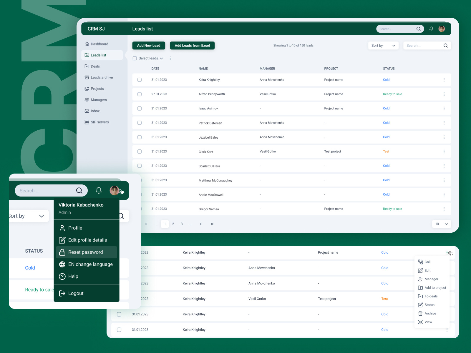 CRM web application for sales company by Viktoria Kabachenko on Dribbble