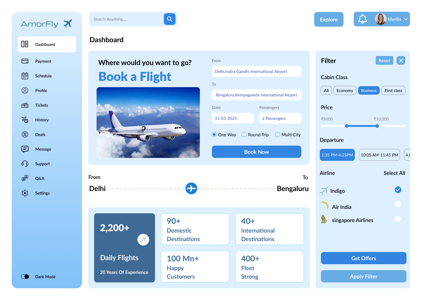 ️ Day 34 of #100DaysOfDesign – Flight Booking Dashboard UI 🌍 by ...