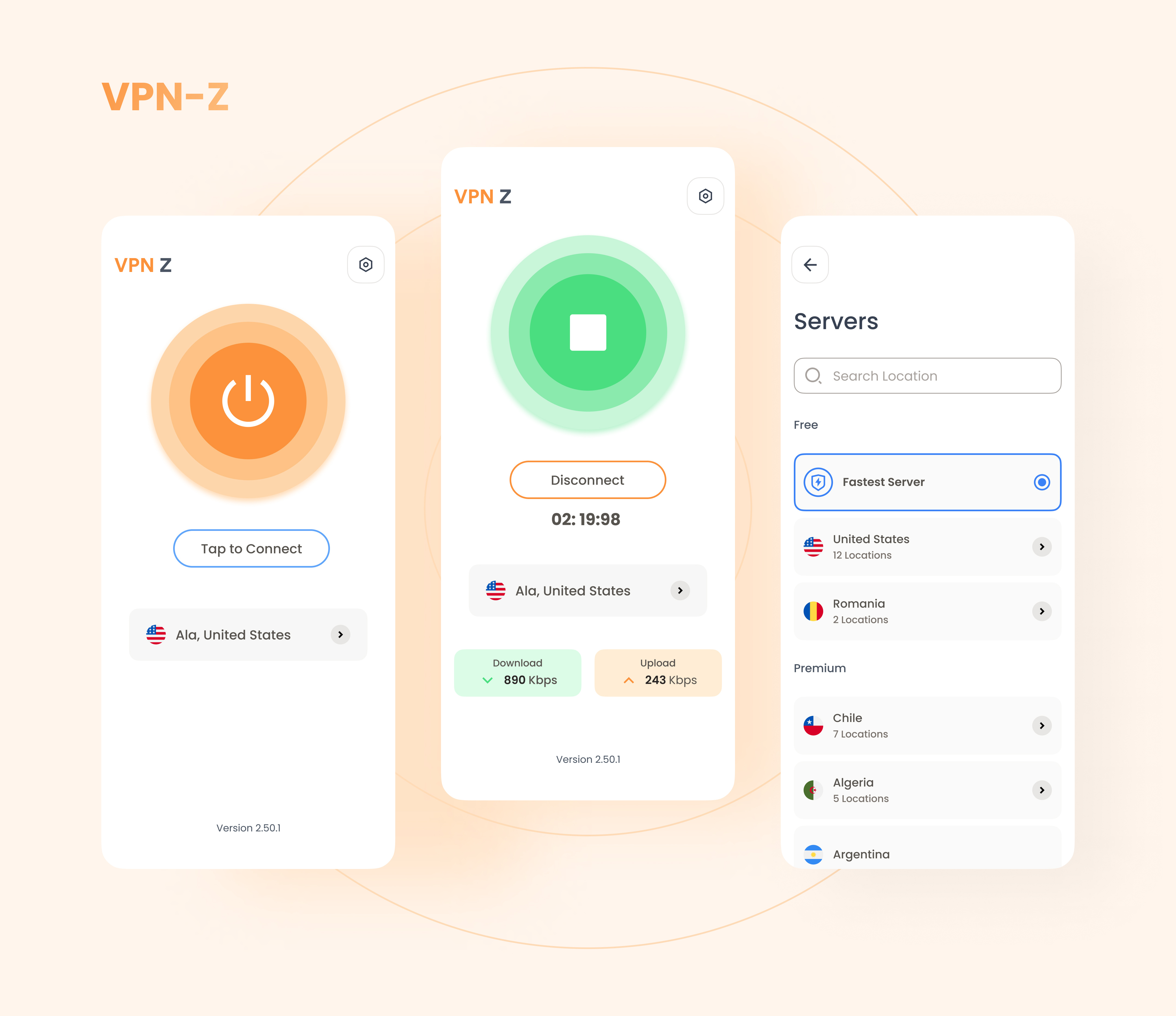 VPN-Z - VPN Mobile App by Ahmed Jamal on Dribbble