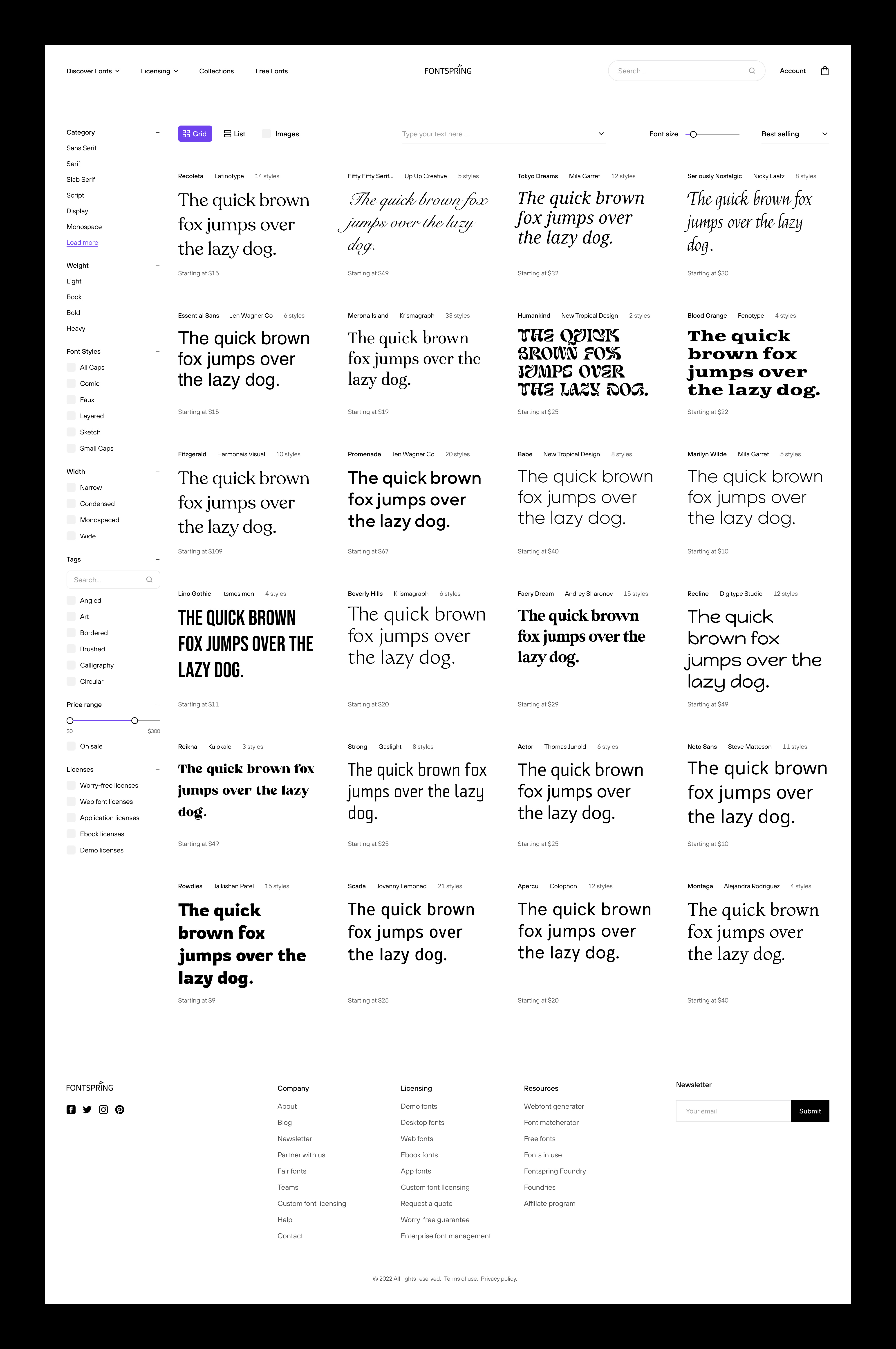 Fontspring Redesign by Ryan Johnson on Dribbble