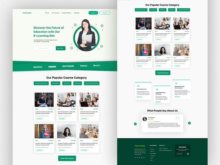 Online Education | E-Learning Green UX UI Website Design. by Tanvir ...