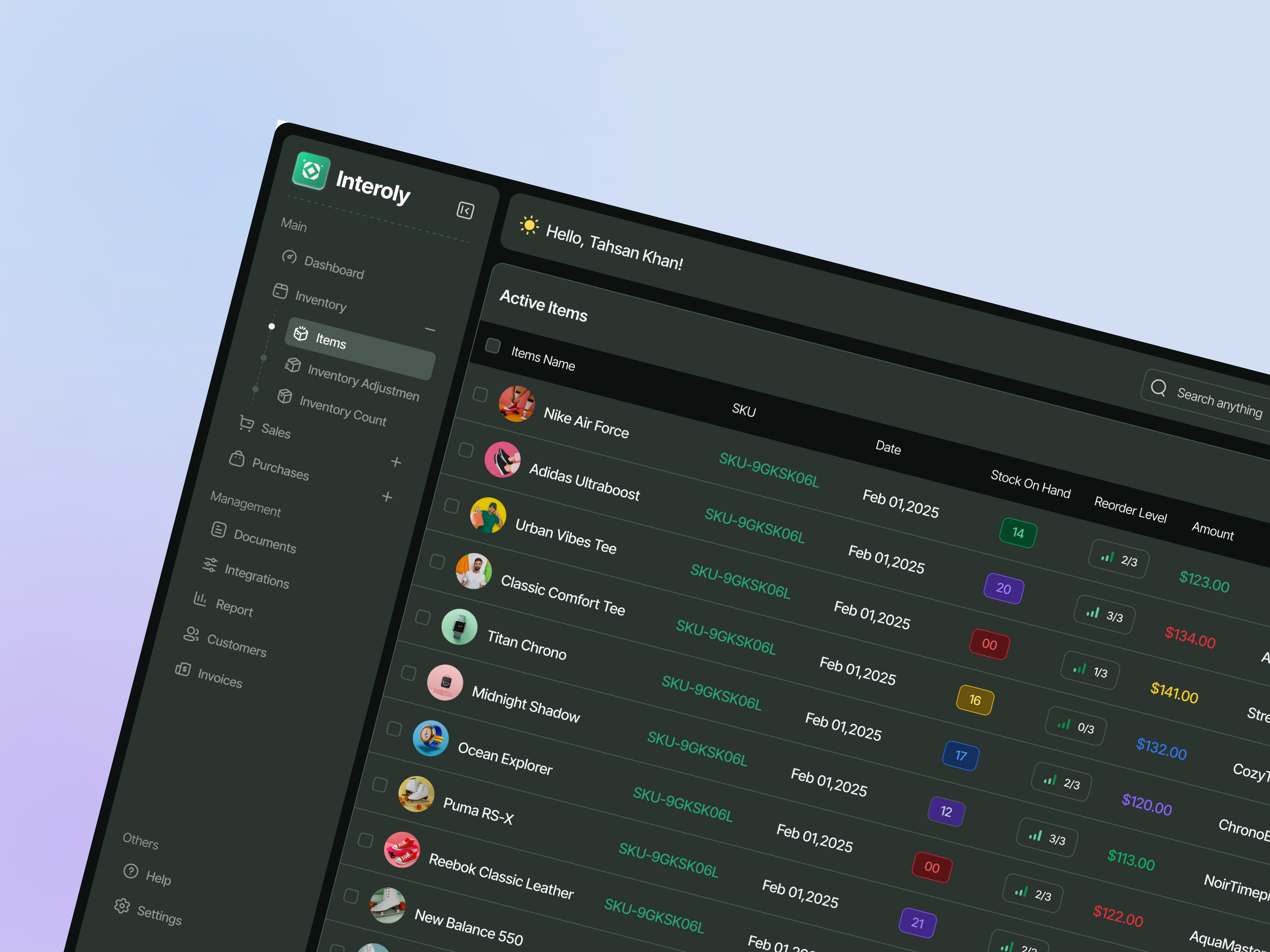 Inventory Management Items Dashboard by Anuwar Hossen on Dribbble