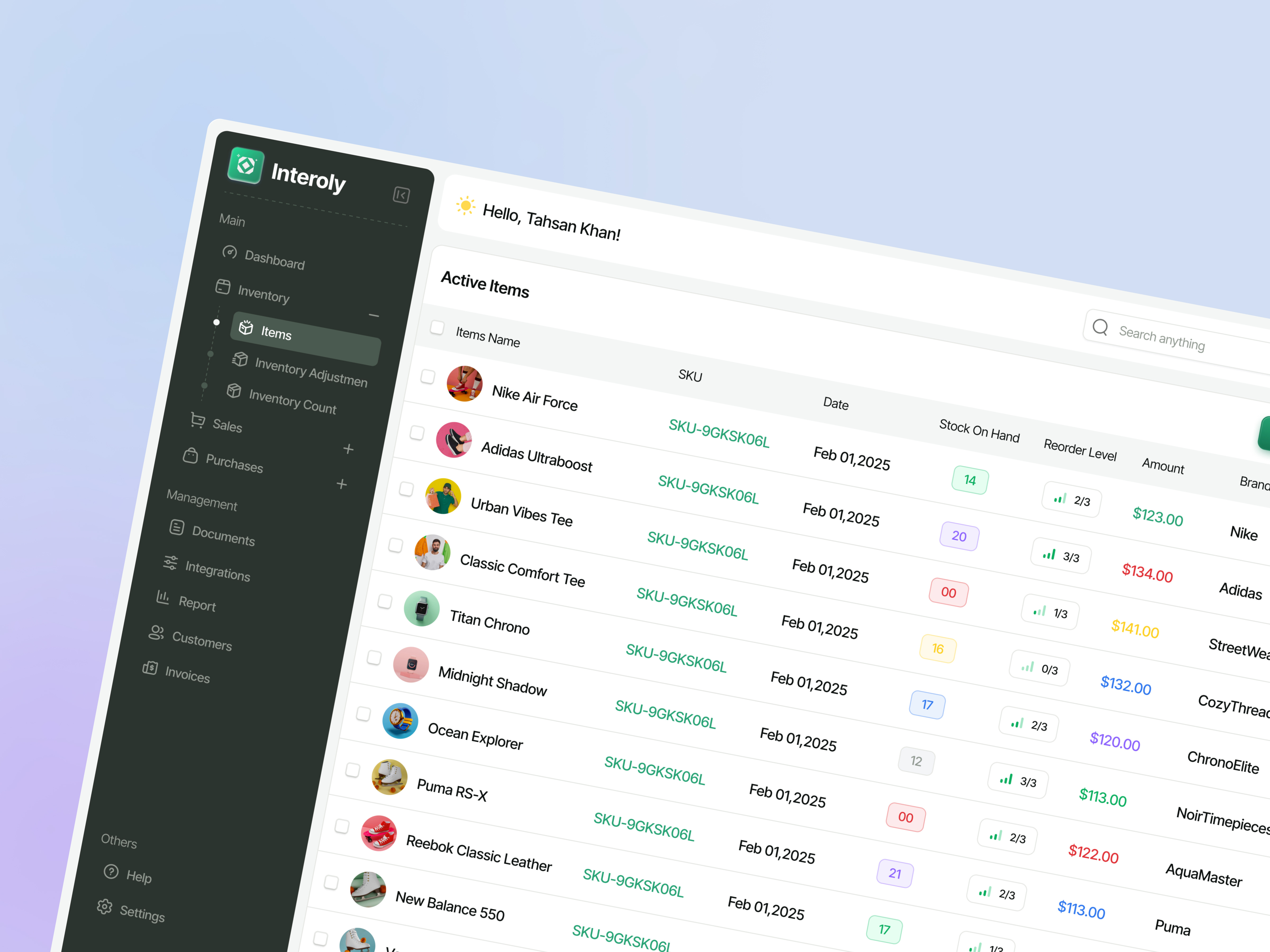 Inventory Management Items Dashboard by Anuwar Hossen on Dribbble