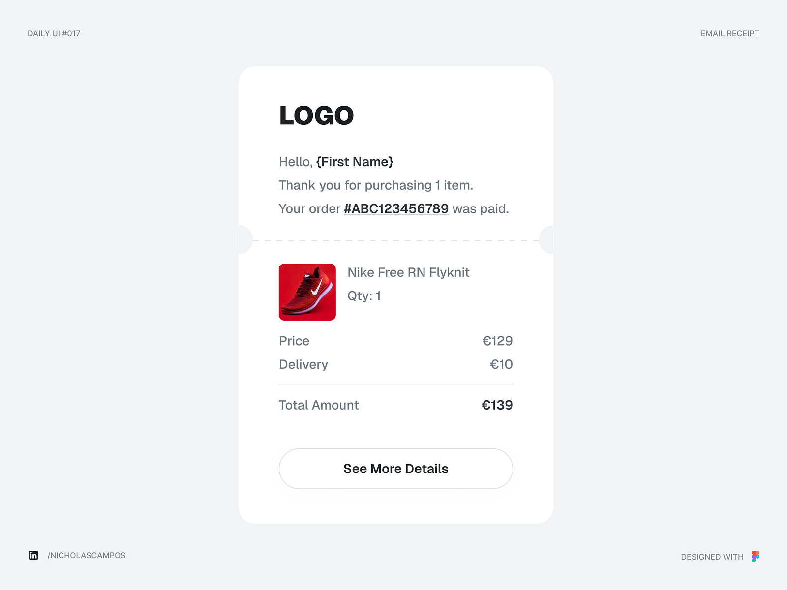 Daily UI #017 - Email Receipt by Nick Campos on Dribbble