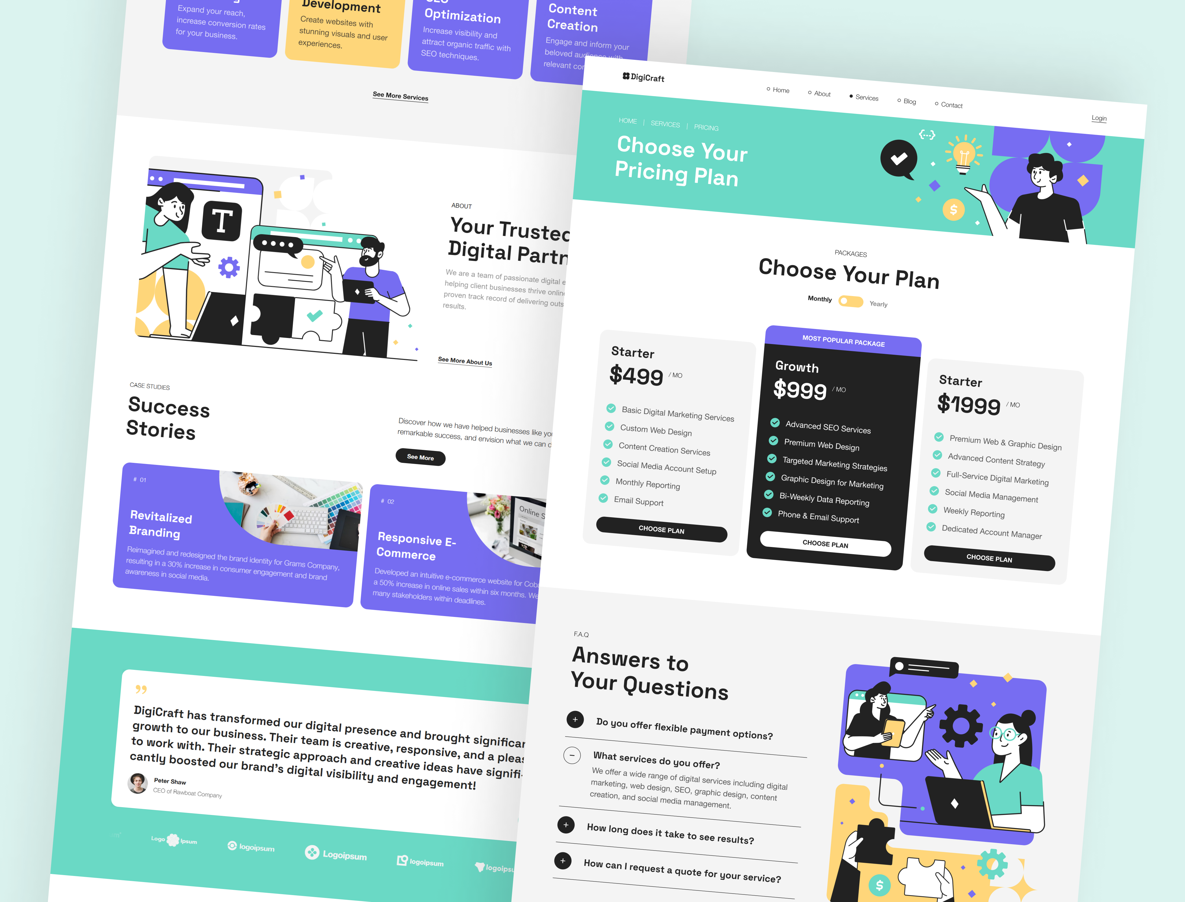 DigiCraft About & Pricing Page – Digital Agency Website Framer by Ahmad S. Afandi for Peterdraw ...