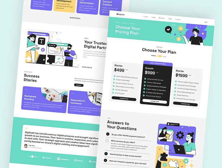 DigiCraft About & Pricing Page – Digital Agency Website Framer by Ahmad S. Afandi for Peterdraw ...
