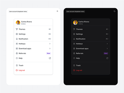 User Account Dropdown Menu by Dmitry Sergushkin on Dribbble