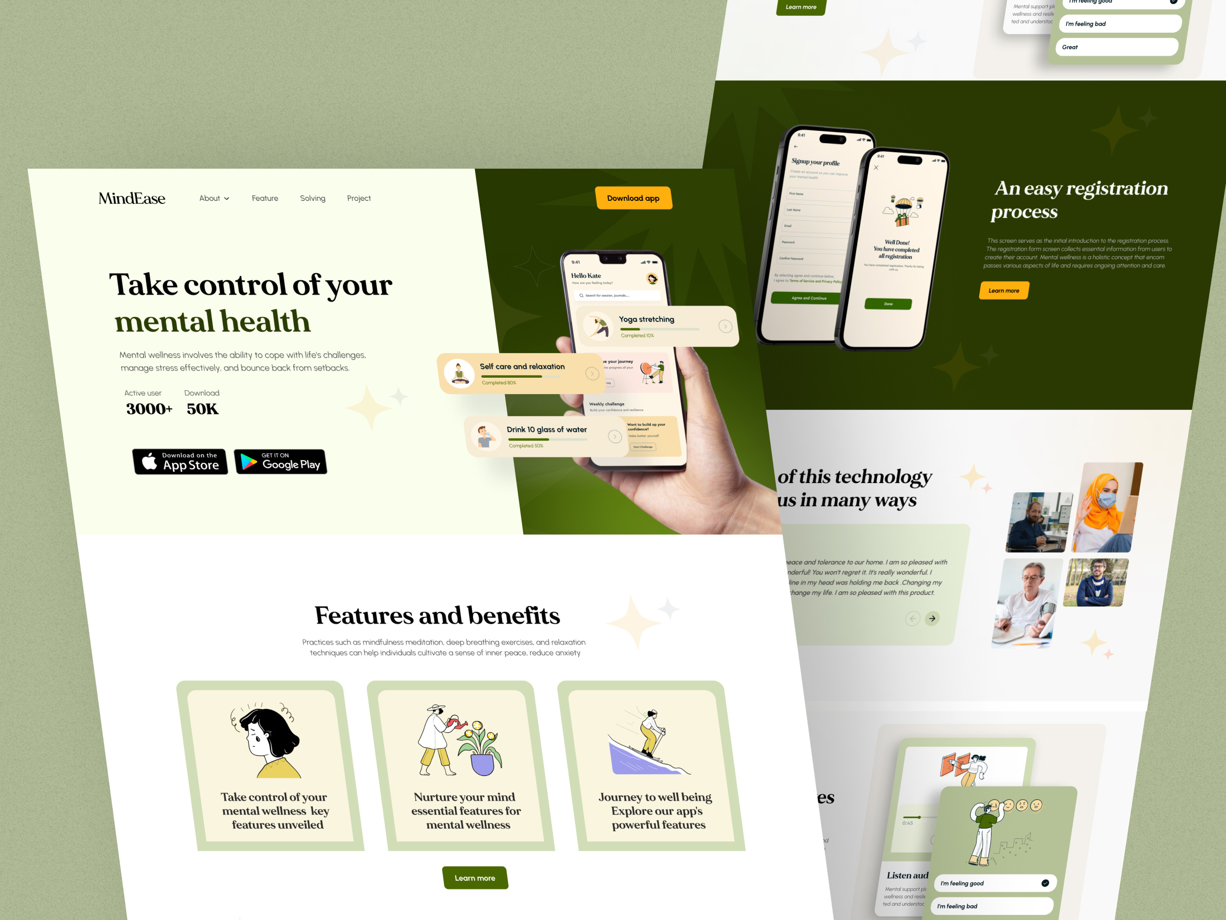 Mental Wellness App Landing Page Design by Design Monks - UX UI | Web Design | Web & Mobile App ...
