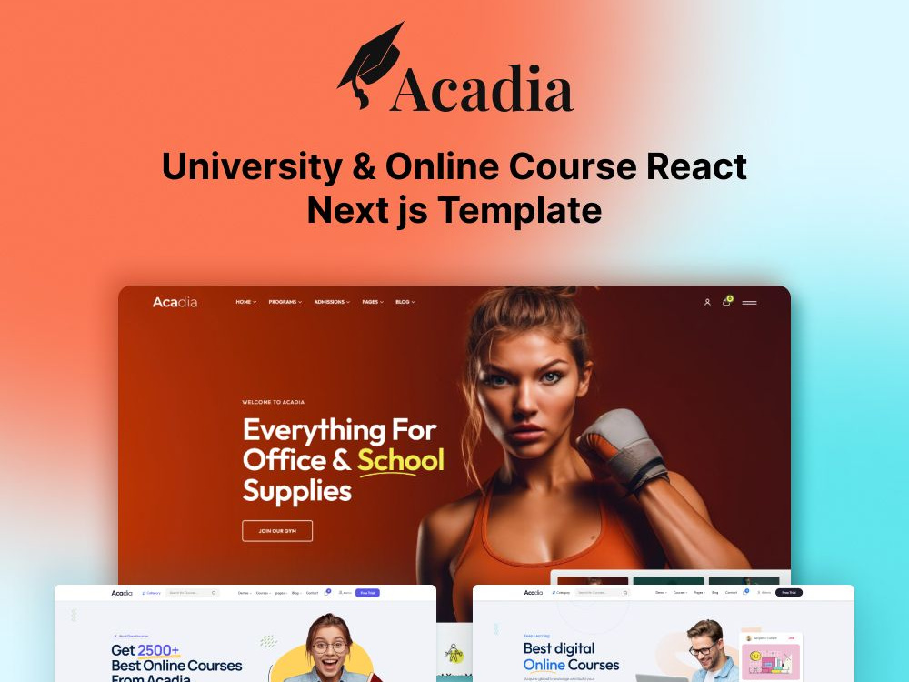 Acadia – University & Online Course React Next js Template by ThemePure on Dribbble