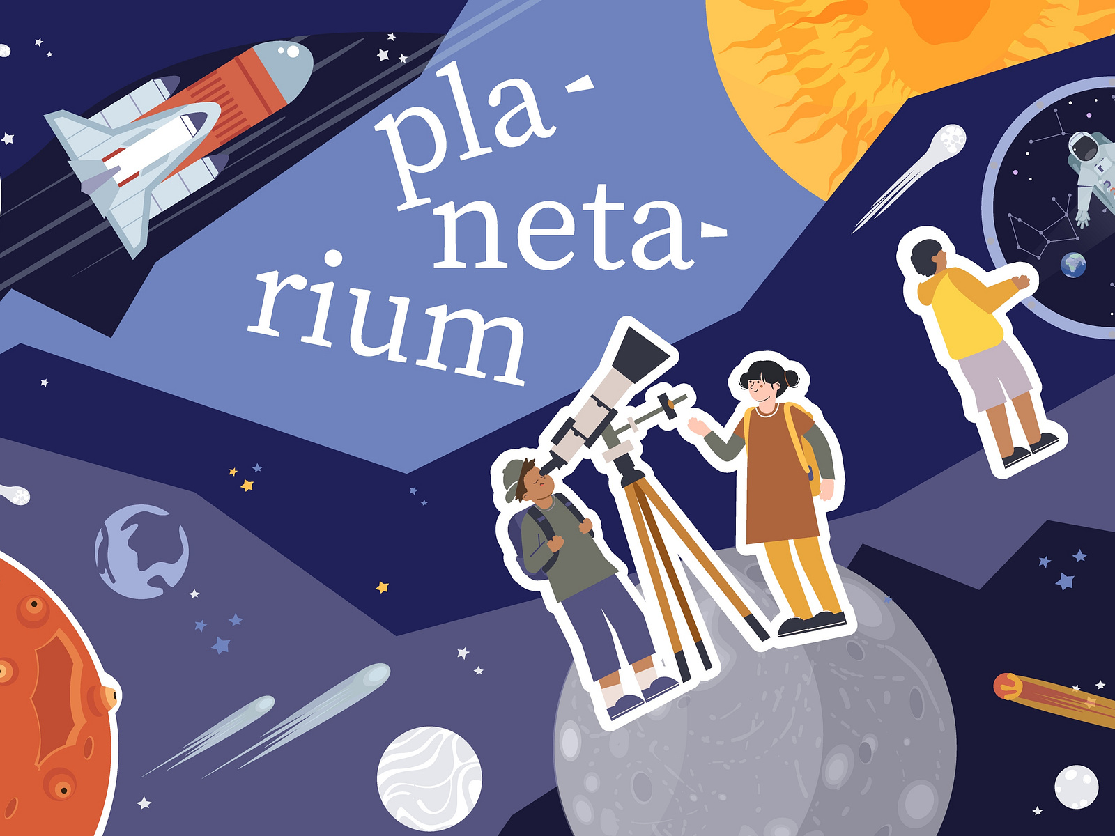 Planetarium composition by Macrovector on Dribbble