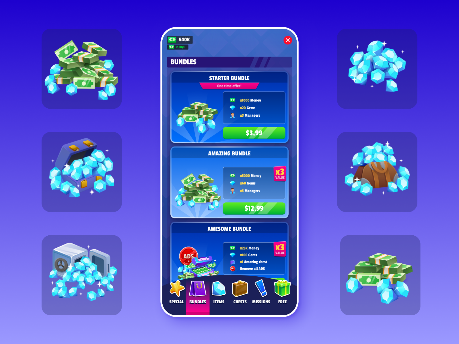 Game UI Shop Bundles & Gems by Maria Greko on Dribbble
