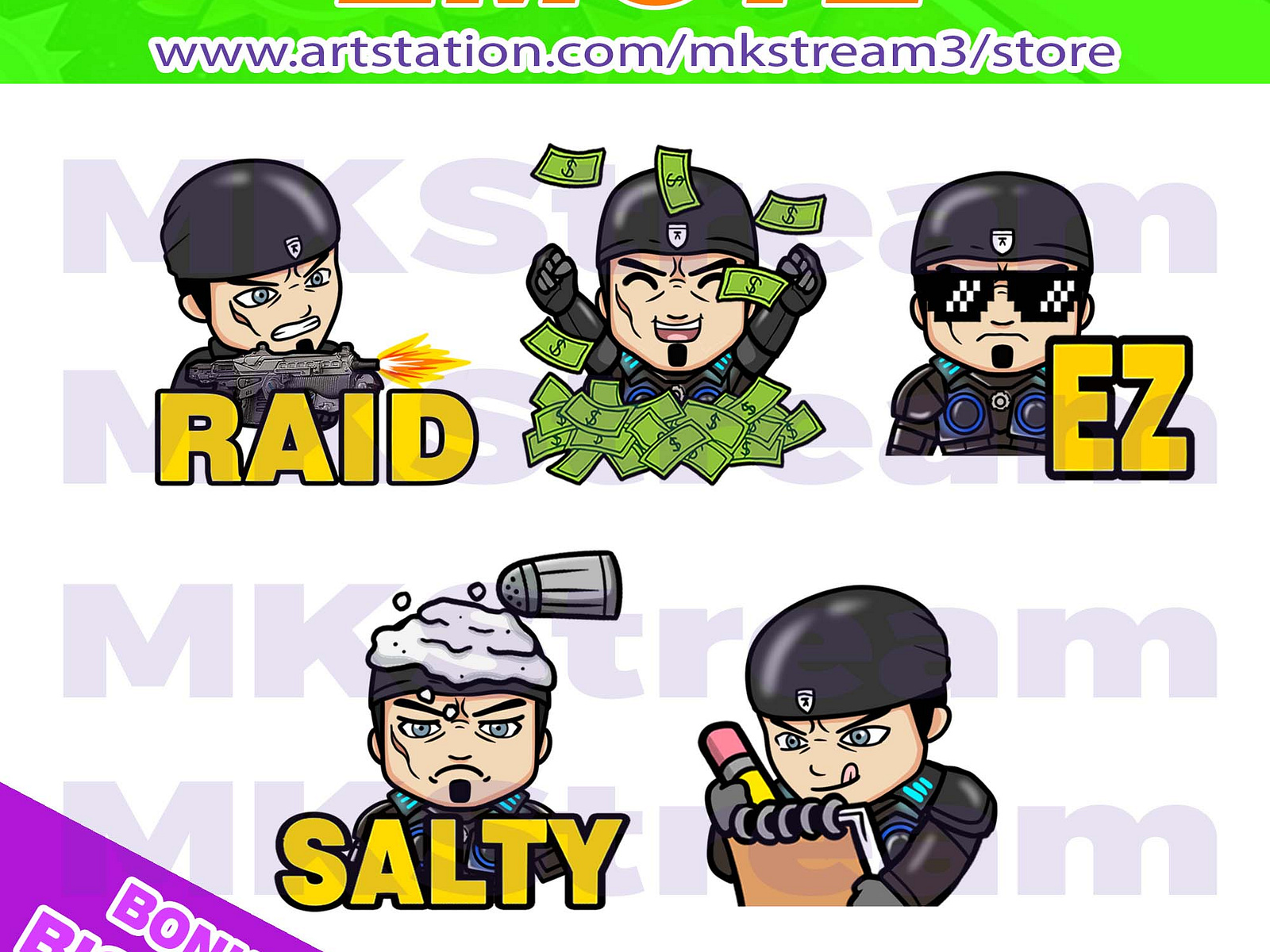Twitch emotes gears of war Marcus raid, rich, ez, salty & note by ...