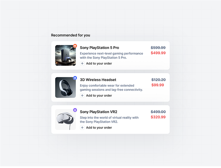 Product Recommendation UI by Dmitry Sergushkin on Dribbble