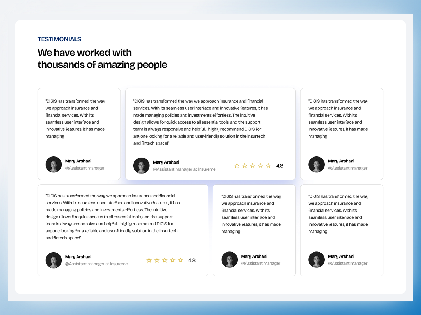 DIGIS Website - Testimonials Page UI Design by Krishen Rodrigo on Dribbble