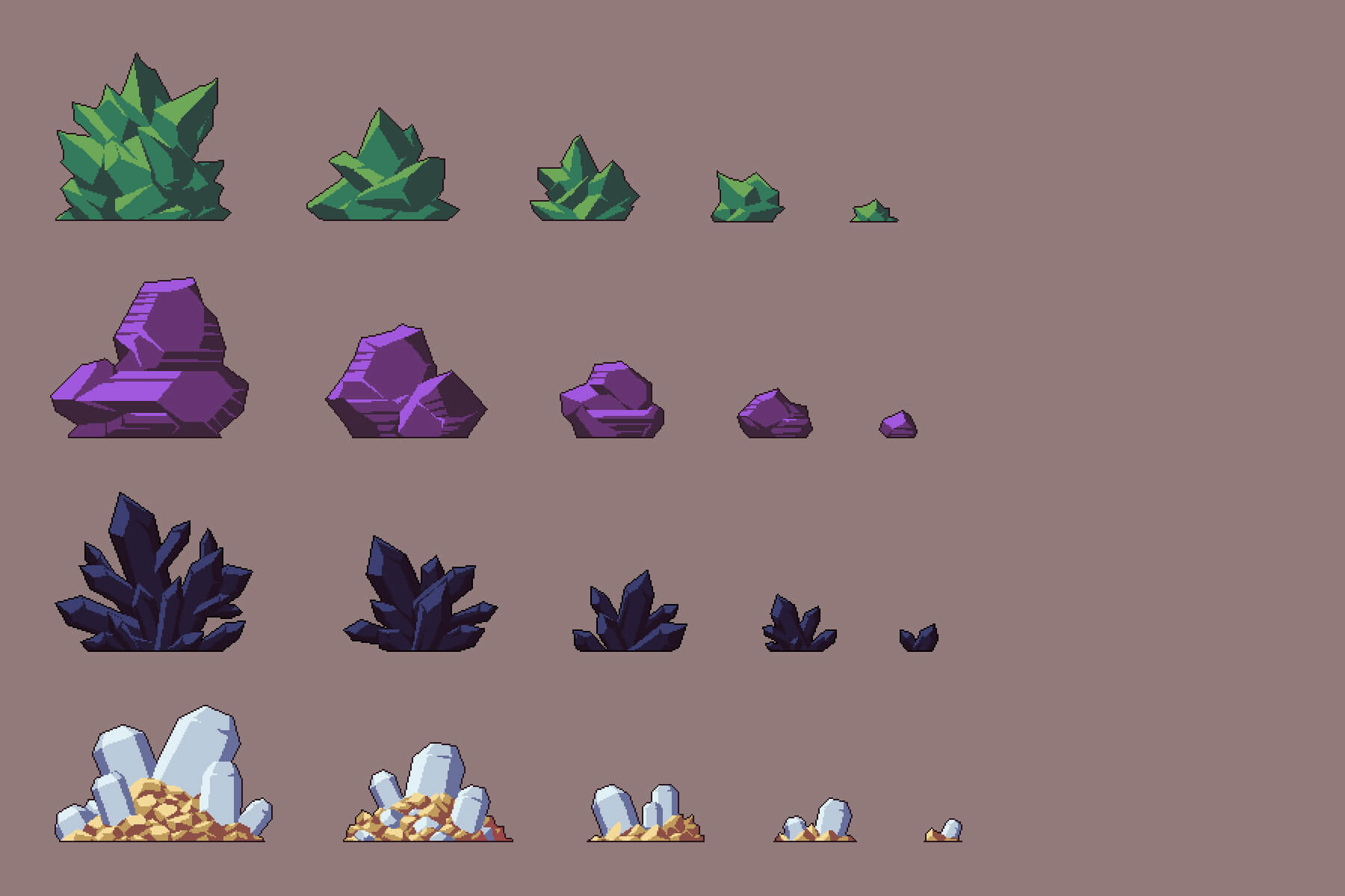 Free Crystals Pixel Art Asset Pack by 2D Game Assets on Dribbble