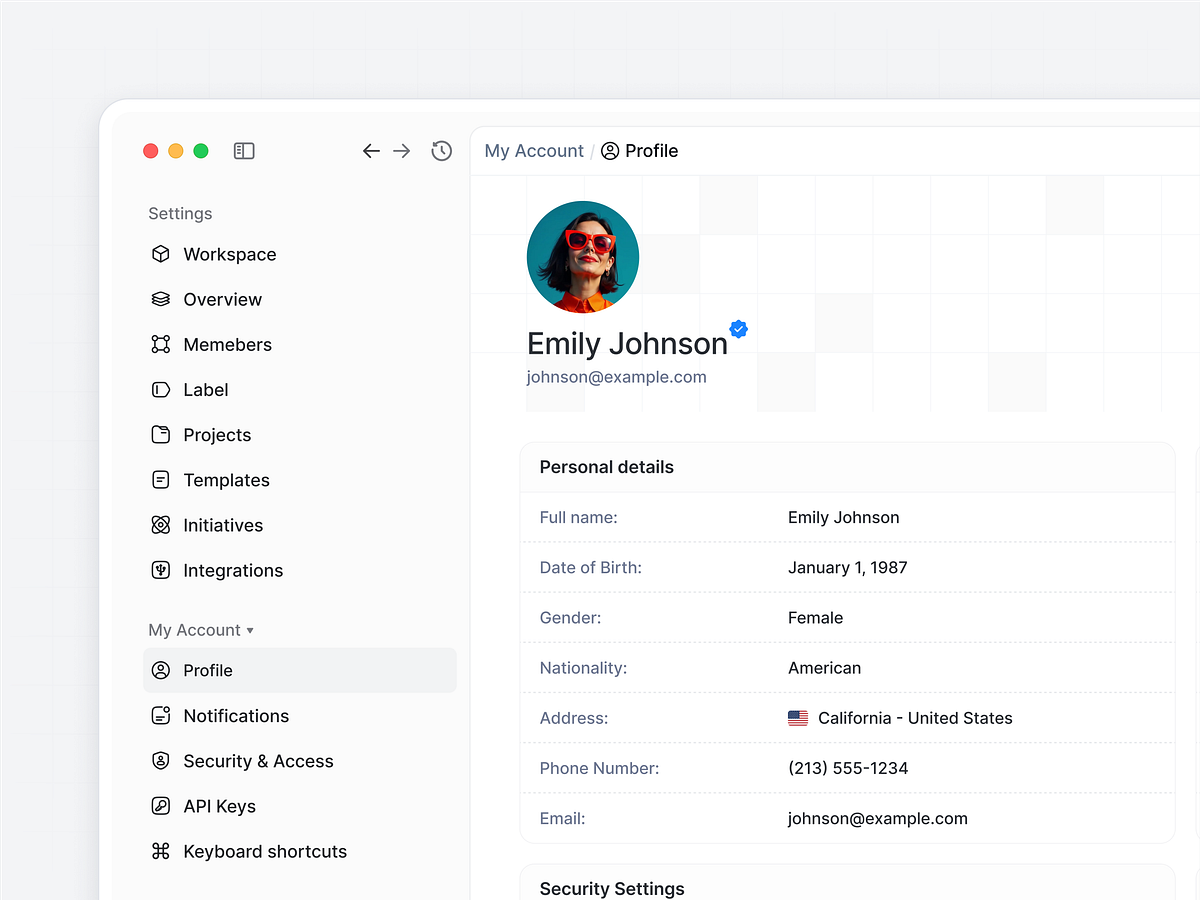 User Profile & Account Settings UI by Dmitry Sergushkin on Dribbble