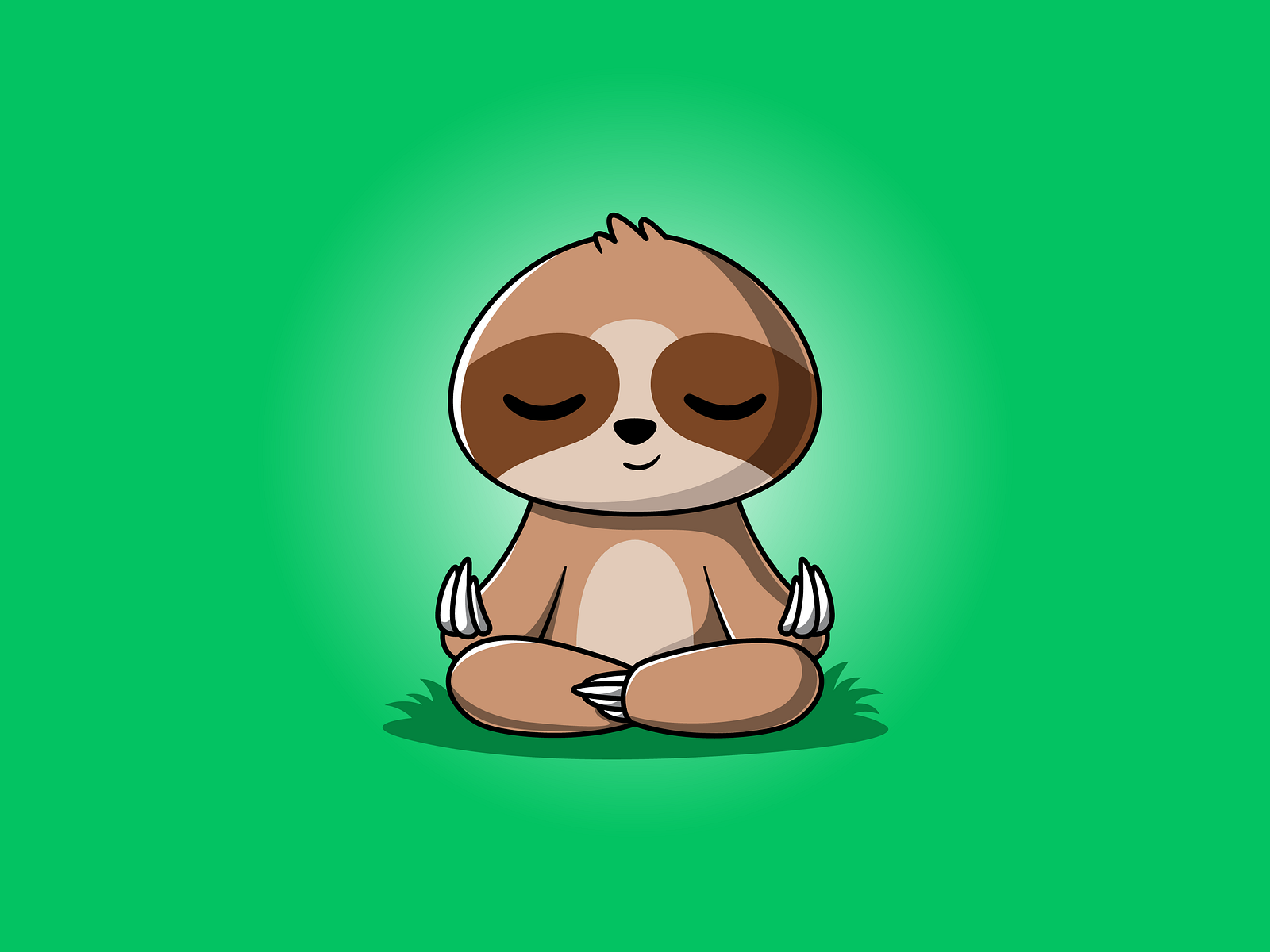 Meditating Sloth in Lotus Pose | Cute Flat Vector Illustration by Stas Denysiuk on Dribbble