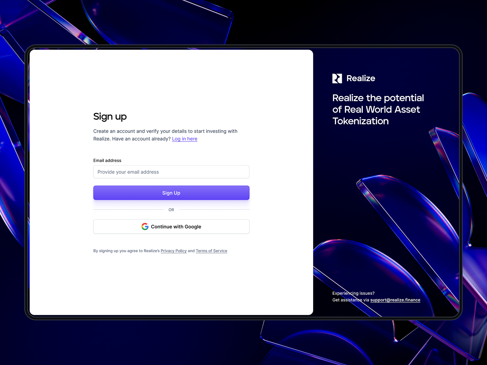 Realize Sign-Up Page by Wegrow on Dribbble