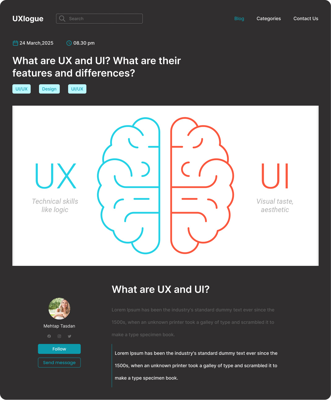 Daily UI #035 - Blog Post by mehtap taşdan on Dribbble
