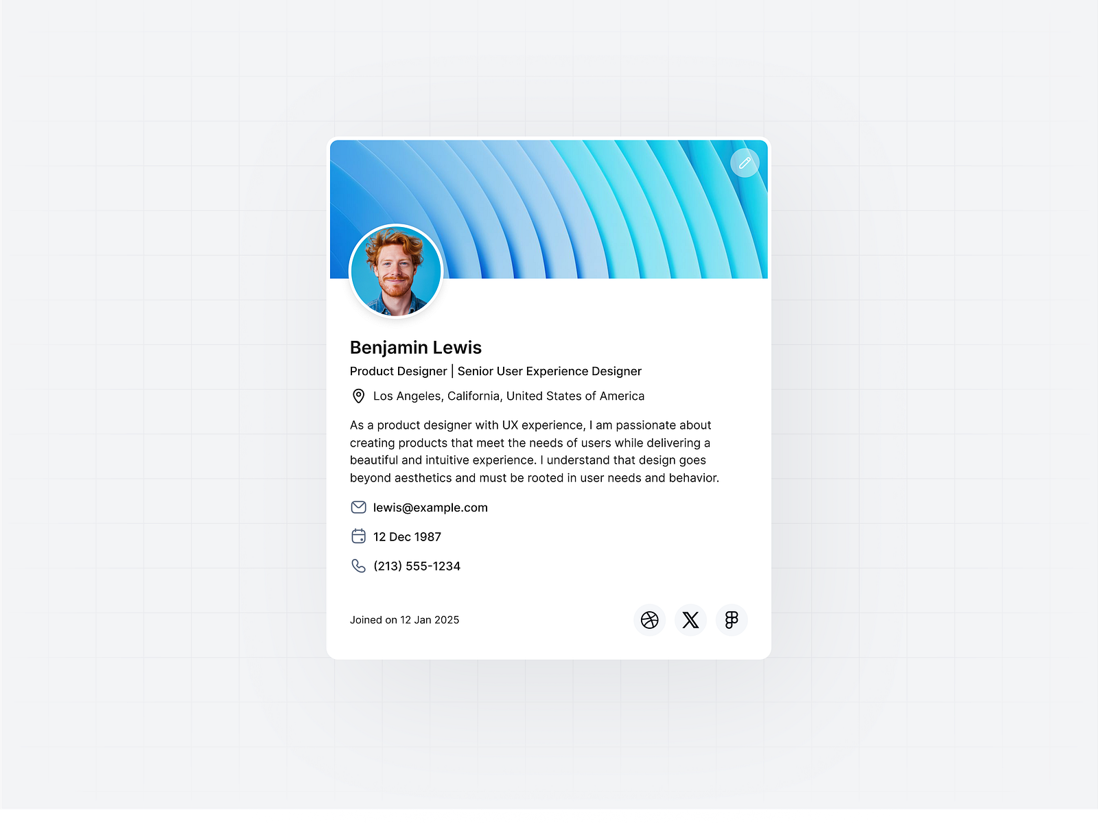 User Profile Card UI by Dmitry Sergushkin on Dribbble