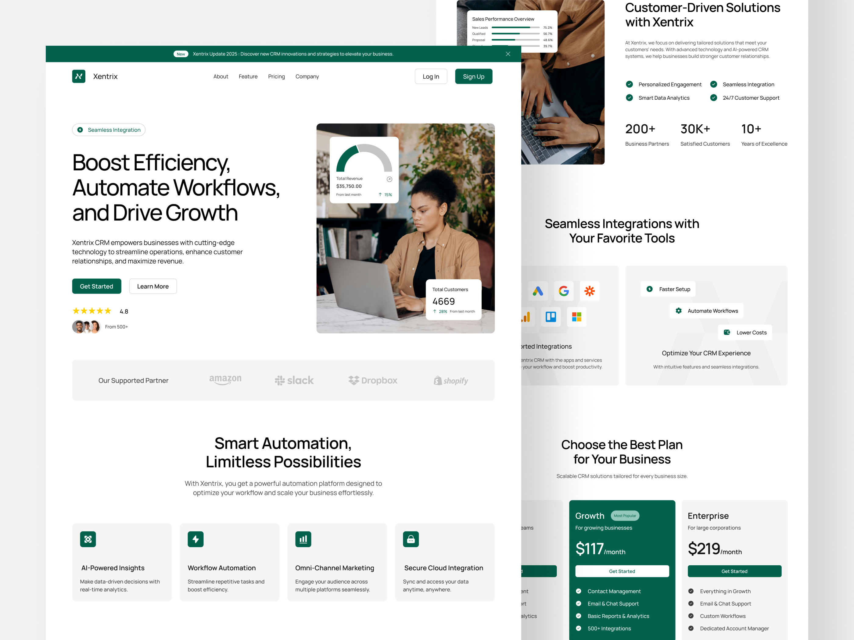 CRM Landing Page by Catalystco Studio on Dribbble