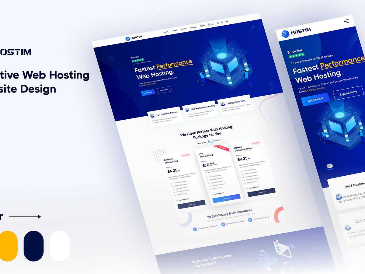 Hostim - Web Hosting Services Landing Page by Saiful Talukdar on Dribbble