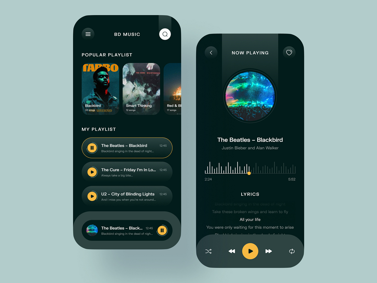 Music Player Mobile App Design by Nur Alam on Dribbble