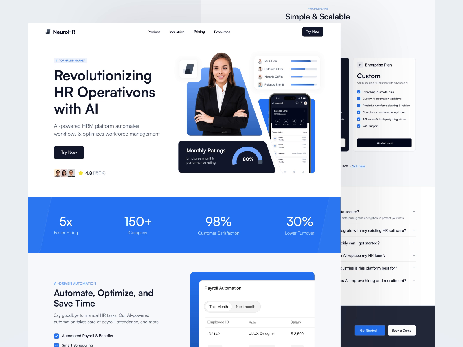NeuroHR - AI Powered HRM Landing Page by Dipa UI/UX for Dipa Inhouse on ...