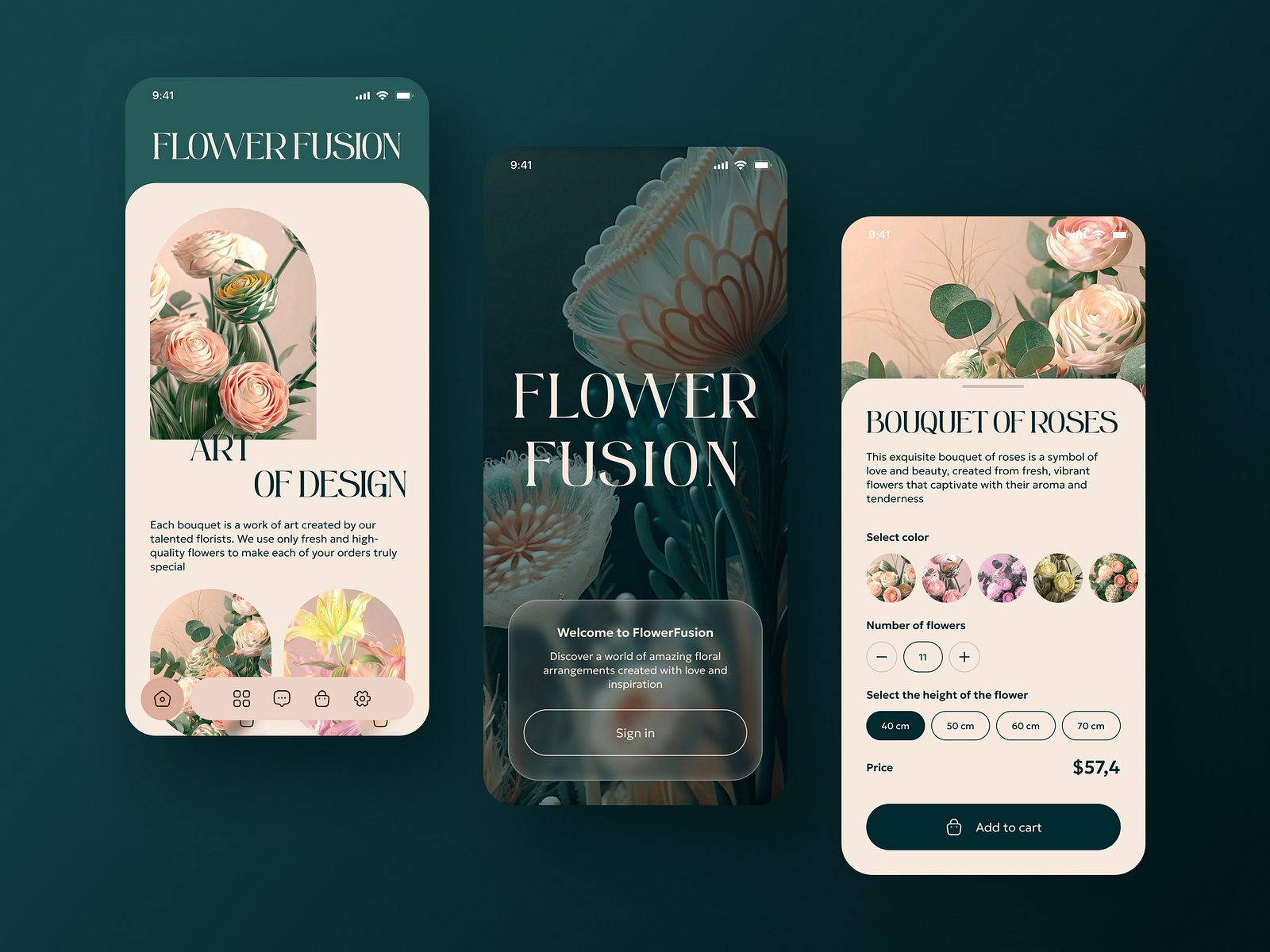 Mobile App Design for a Flowers Store by Smolyaninova Irina on Dribbble