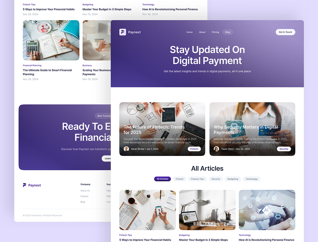Paynext Blog Page – Fintech Website UI Figma by Ahmad S. Afandi for ...