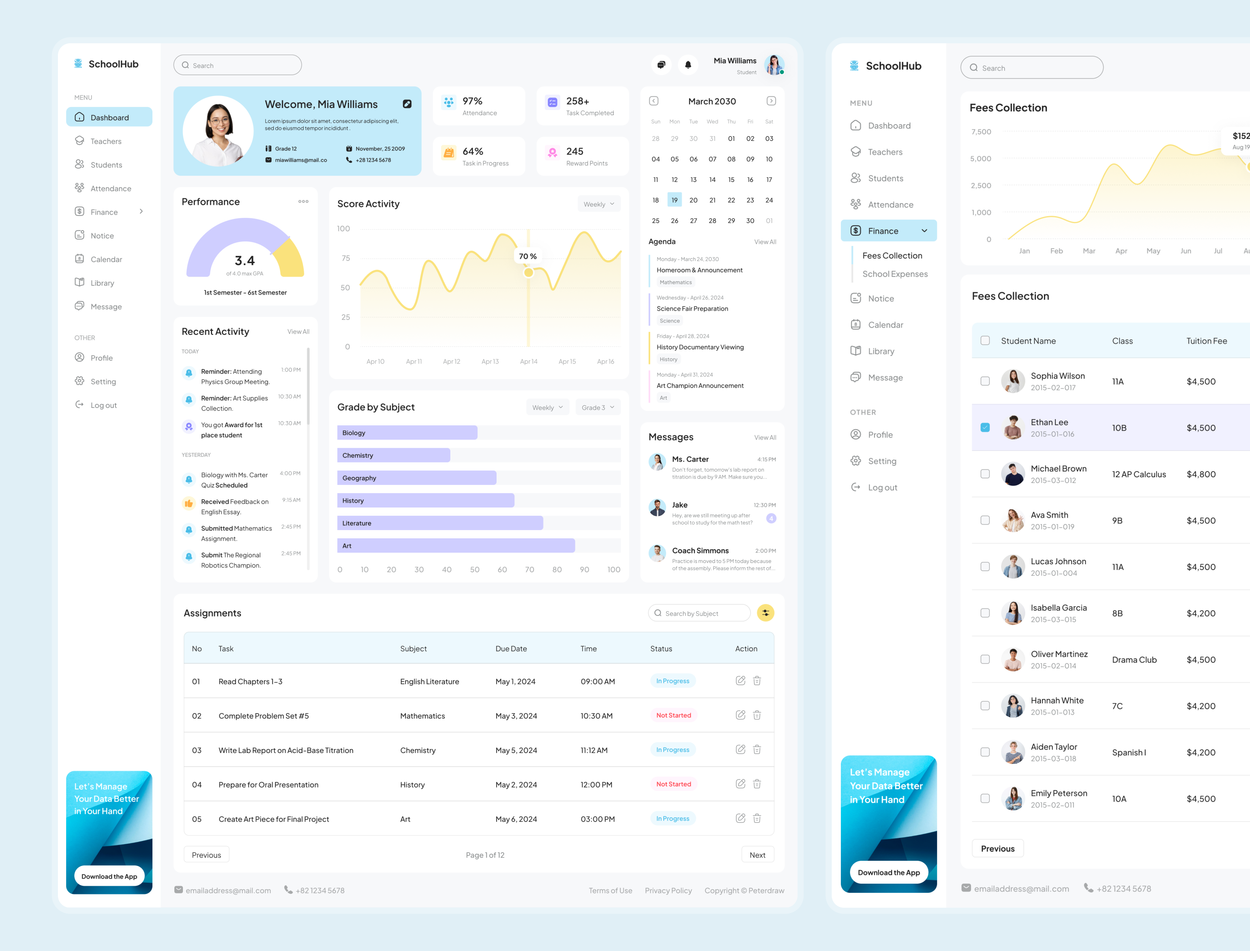 SchoolHub – School Management Dashboard Figma by Ahmad S. Afandi for ...