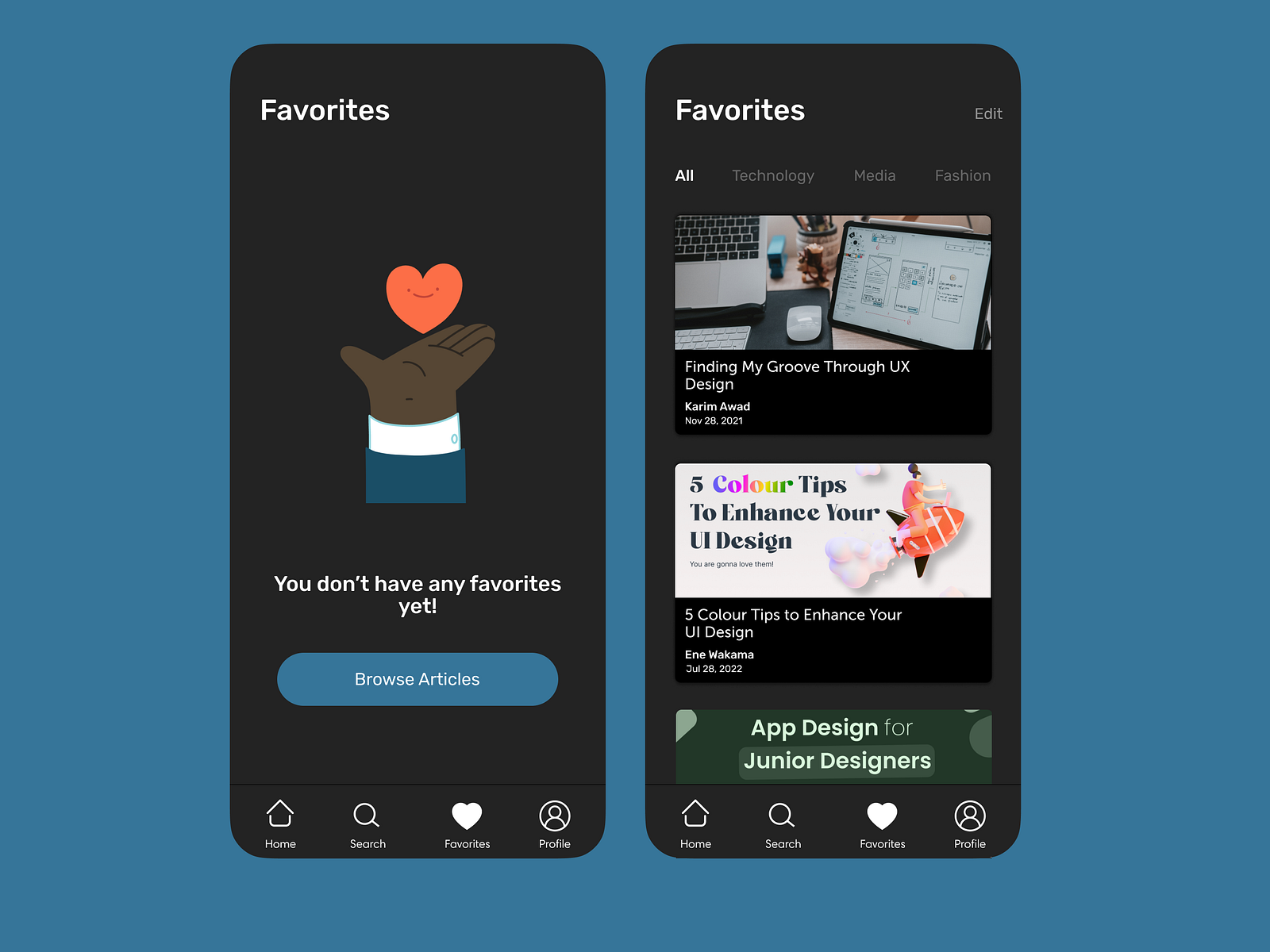 Daily UI 044 - Favorites by Karim A on Dribbble