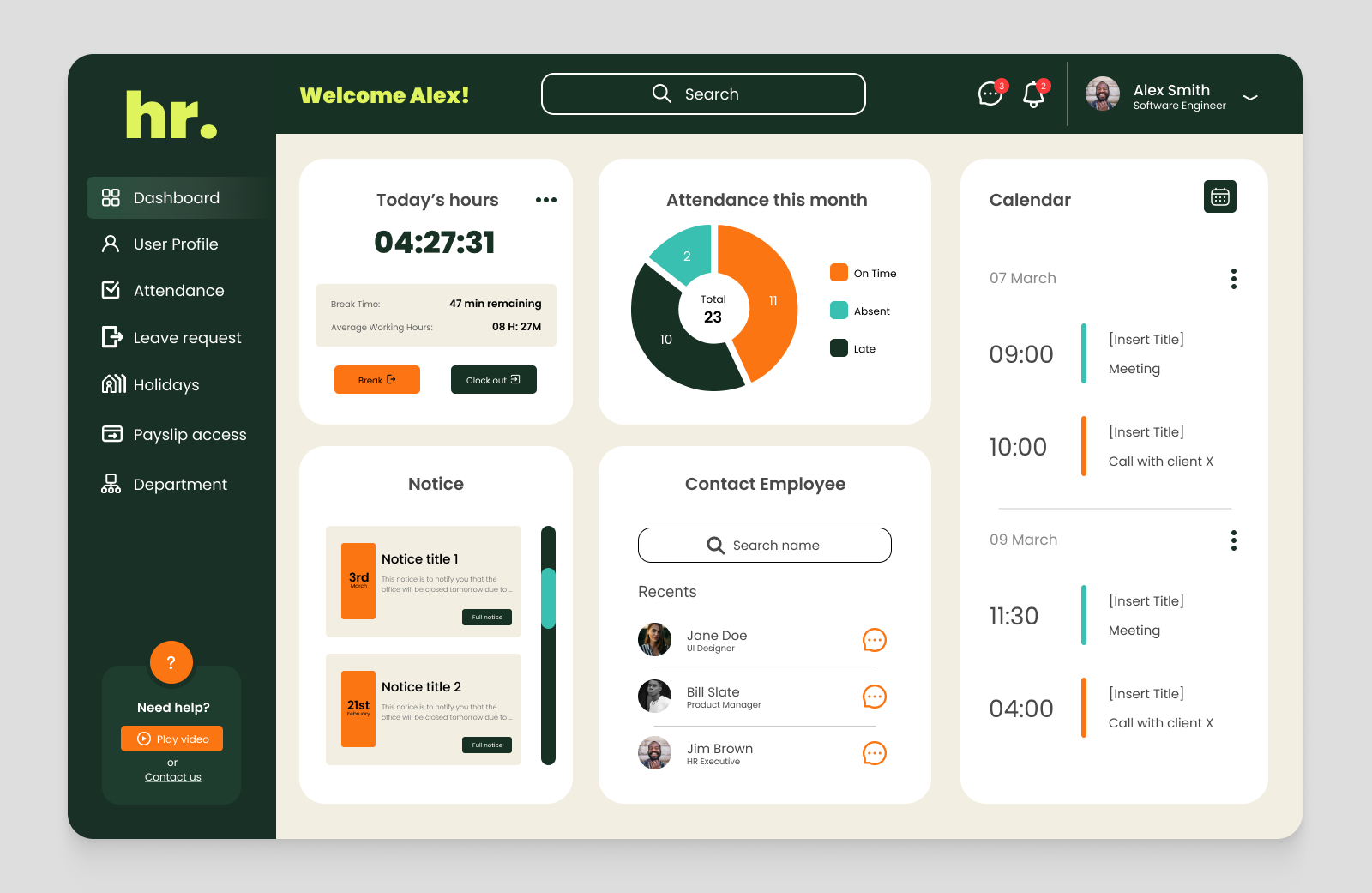 Concept HRMS Dashboard UI by Mashrur Tauhid on Dribbble