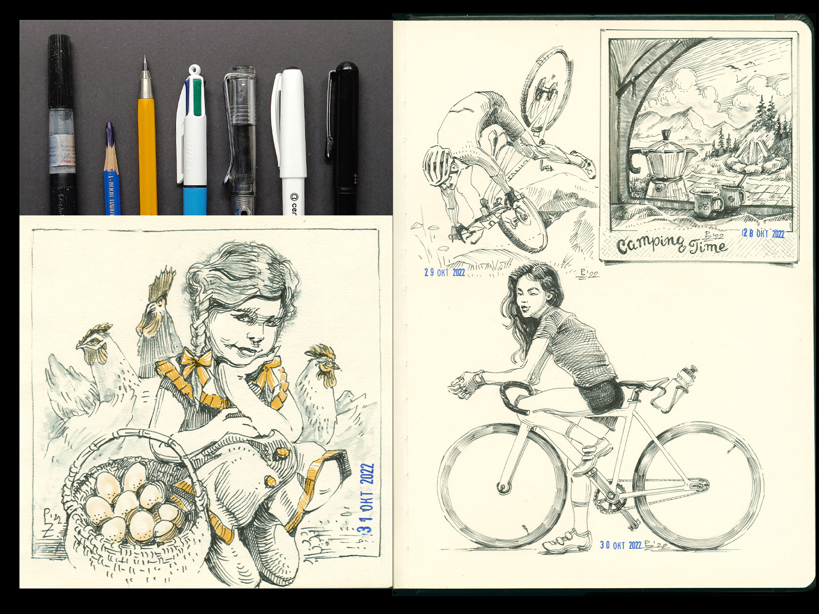 Inktober '22 28-31 [ink drawing] by Pako on Dribbble