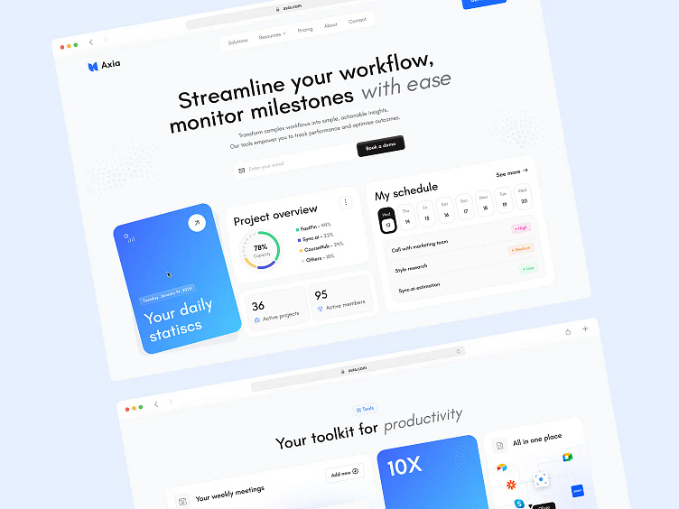 Axia landing page by Bishnu on Dribbble