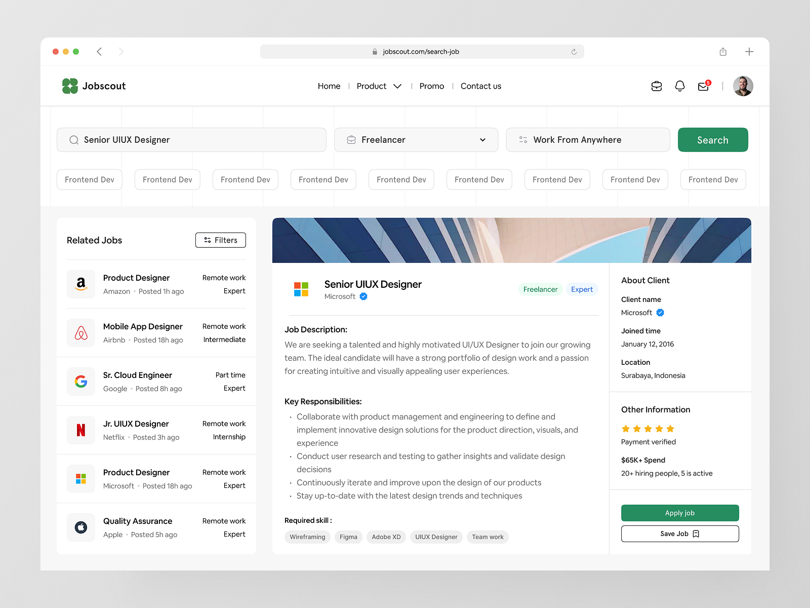 JobScout - Jobfinder Website 👨🏻‍💻 by Rafi Rohmat for Odama on Dribbble