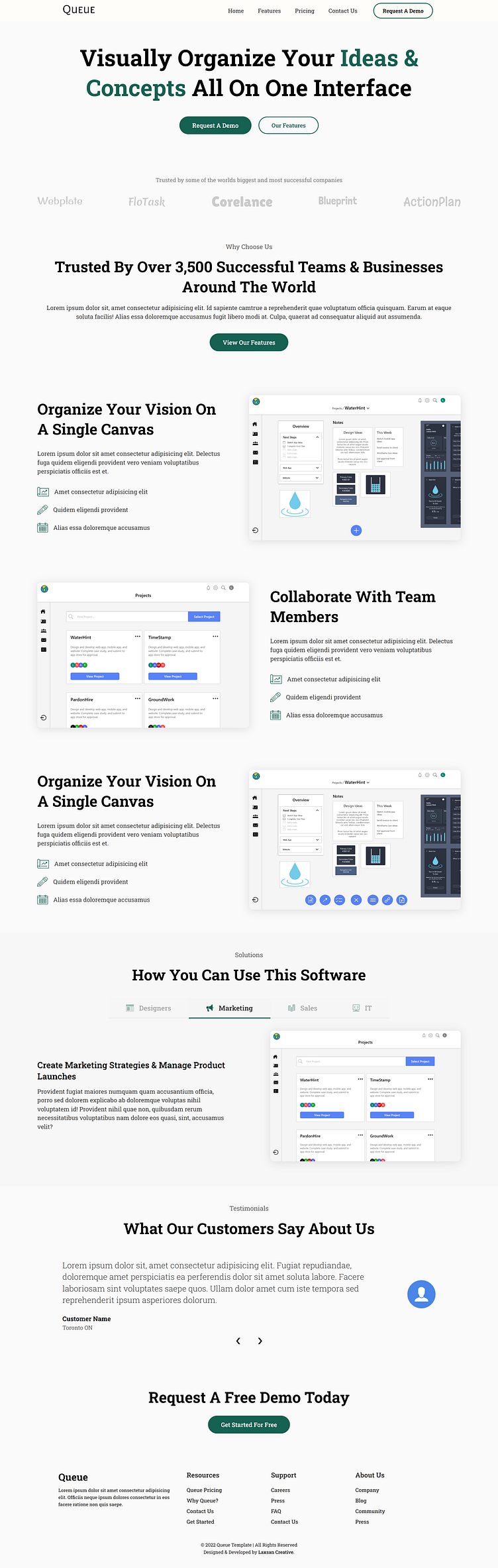 Queue Saas Website Template By Webplate On Dribbble