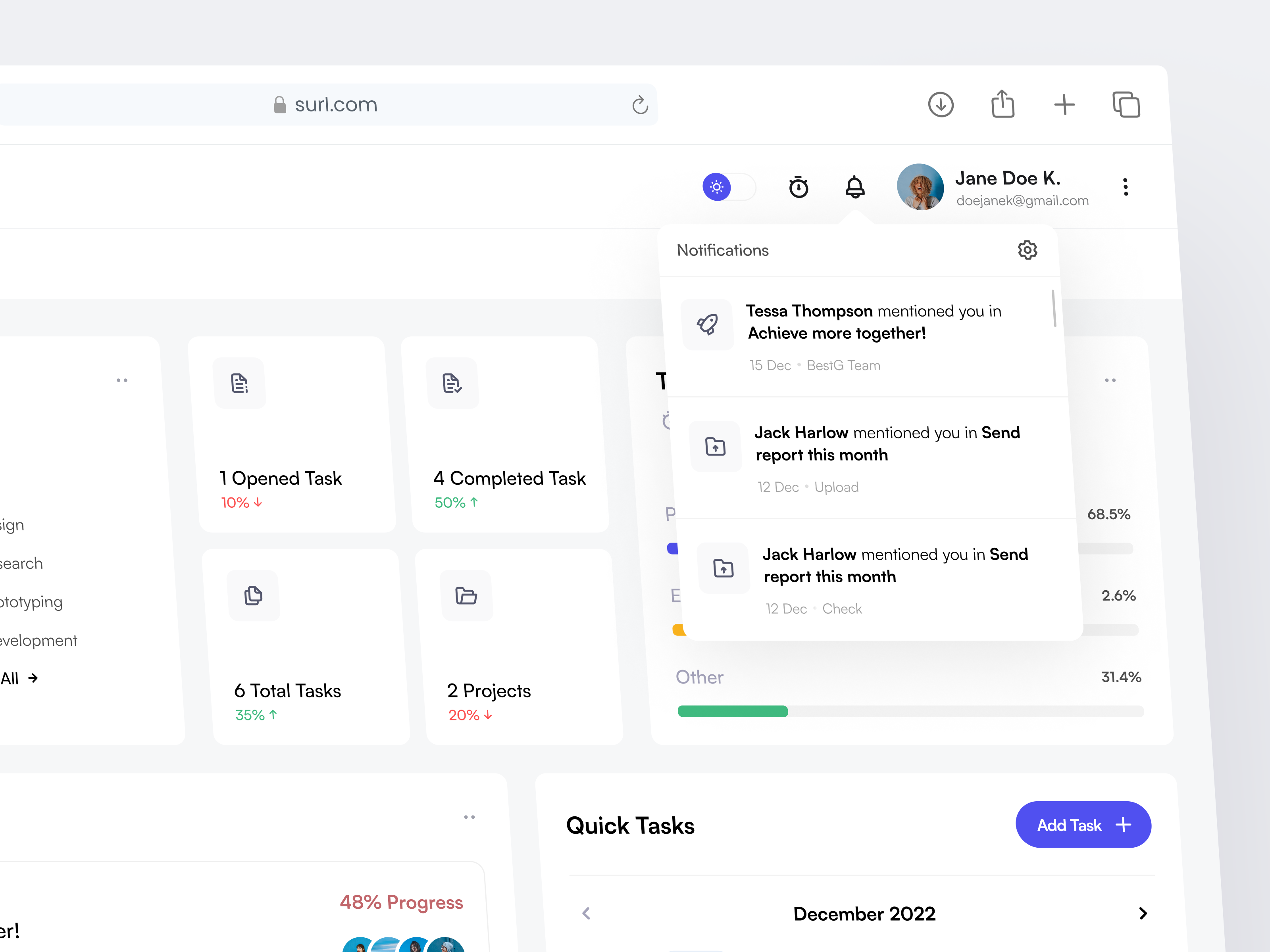 🗂 Surl • Task Management Dashboard by Viola Dwi 🖖 on Dribbble