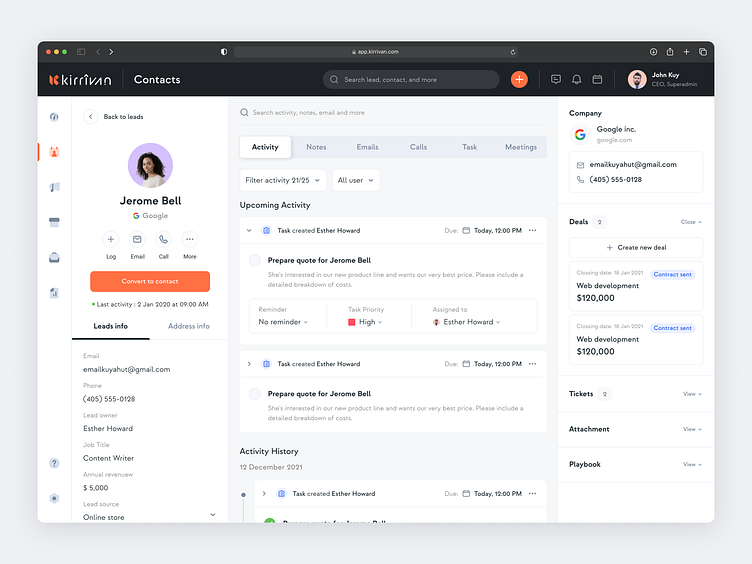 Kirrivan SaaS CRM - Lead Details by Bagus Fikri for Fikri Studio on ... Kirrivan SaaS CRM - Lead Details by Bagus Fikri for Fikri Studio on ...