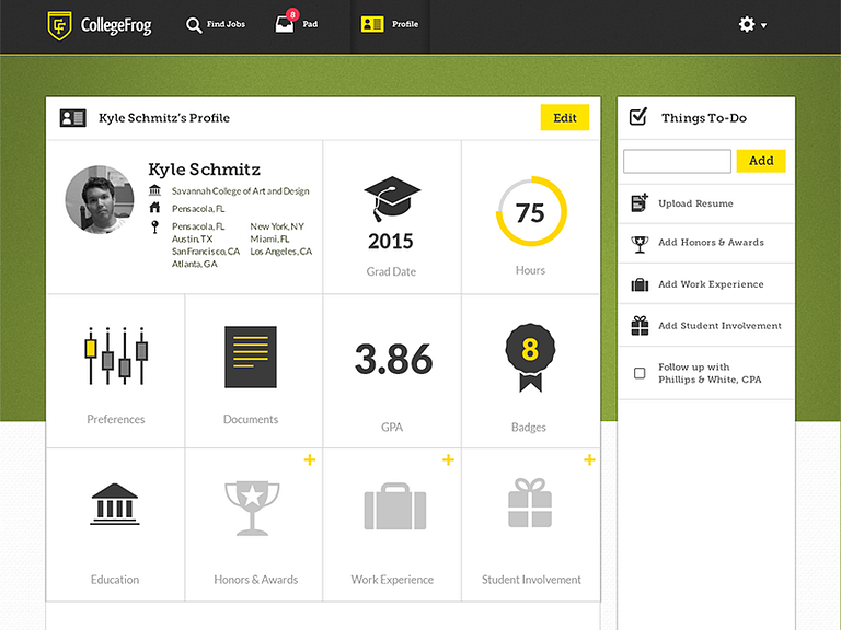 Student Profile by Kyle Schmitz on Dribbble