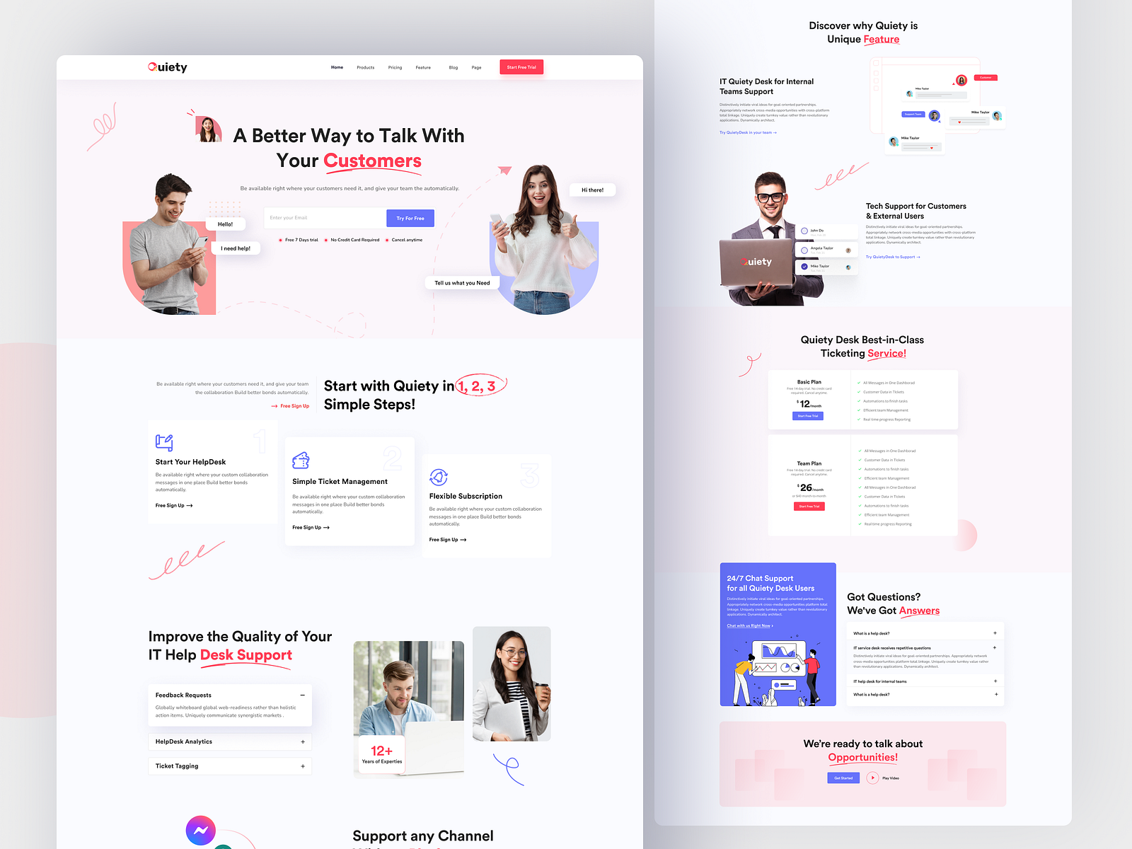 Quiety-Help Desk Landing page by ThemeTags 🏅 on Dribbble