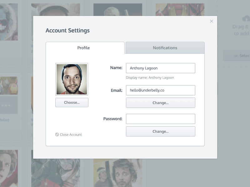 Account Settings [gif] by Shaun Moynihan on Dribbble